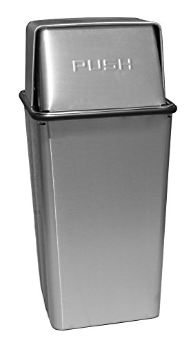 Witt Industries 13HTSS Stainless Steel 13-Gallon Waste Watcher Hamper and Push Top Receptacle, Legend "Push", Square, 13" Width x 13" Depth x 29" Height, Silver