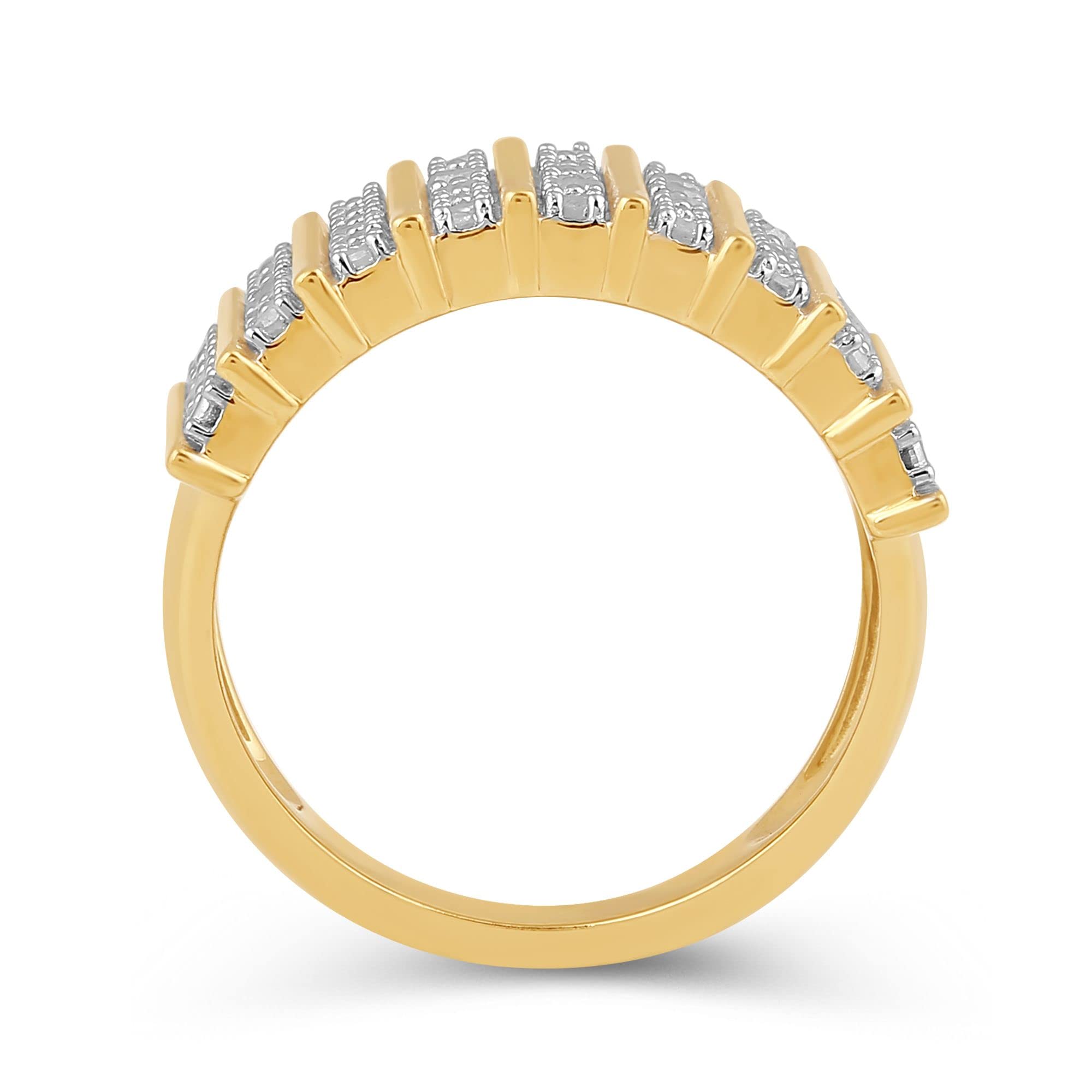 Jewelili Yellow Gold Over Sterling Silver 1 Cttw Natural White Round Diamonds Anniversary Ring, Size 7