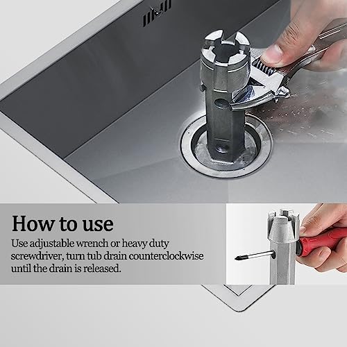 WBJKZJD Tub Drain Remover Wrench, Heavy Duty Drain Wrench Aluminum Alloy Wrench for Install and Remove Most Bath and Shower Drains