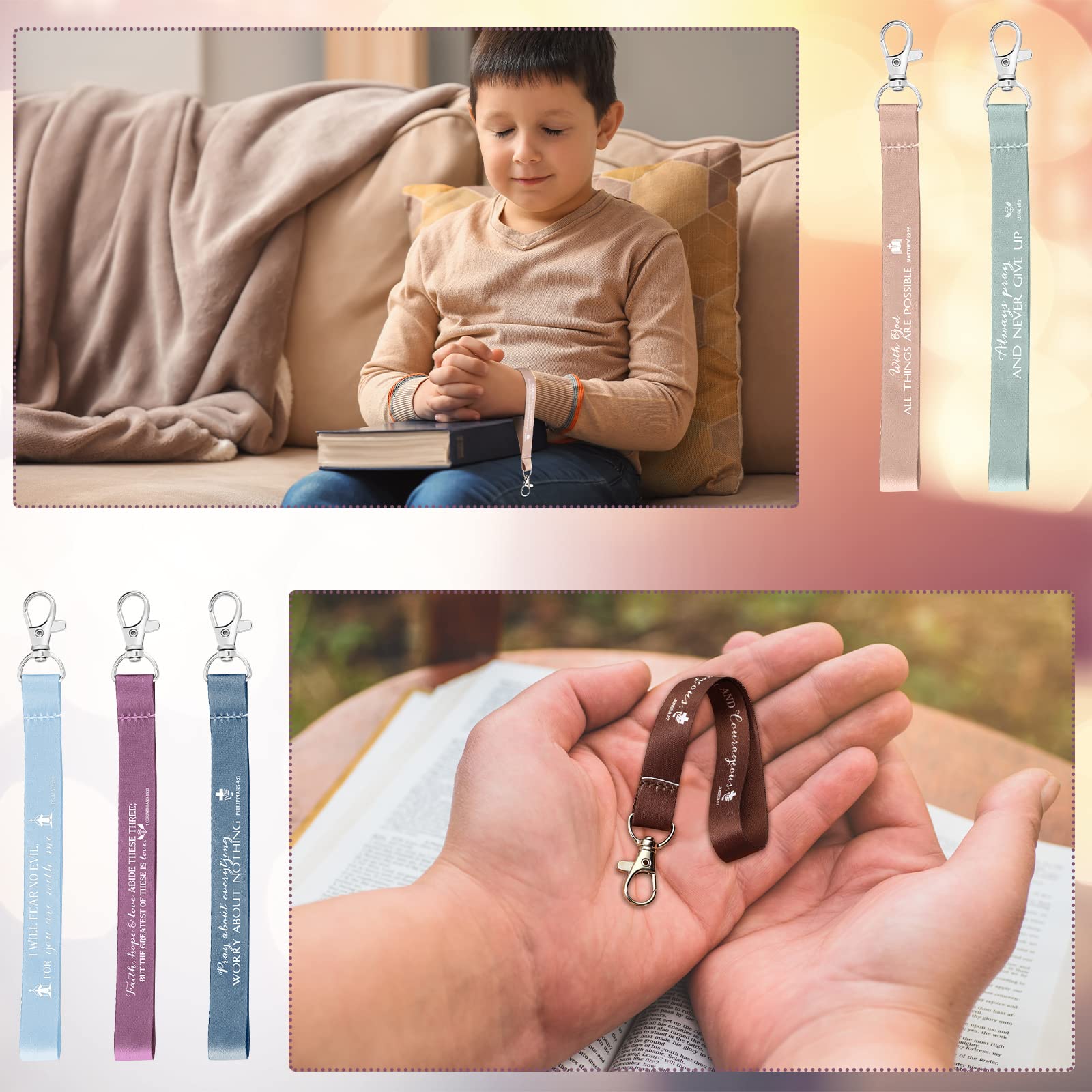 Inbagi 50 Pieces Christian Bible Verse Religious Biblical Keychain Bulk Fathers Day Gift for Men Church Favors(Fresh Colors)