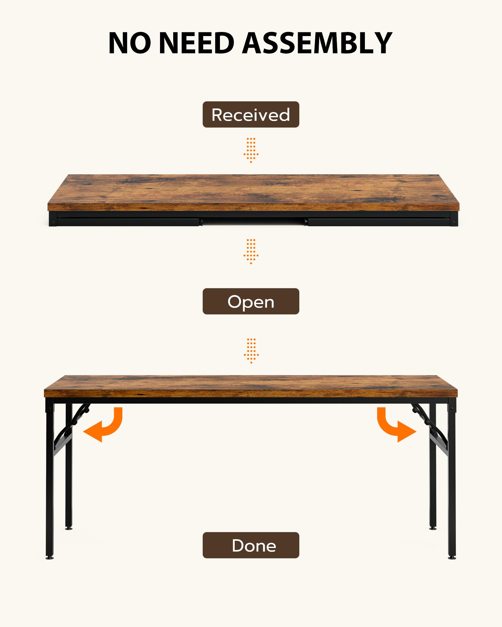 TEMI Modern Computer Desk 63 inch Large Desk – Seamless Wood Top for Home and Office – No Assembly Executive Desk, Gaming Desk, or Work Table – Sturdy Home Office Long Desk, Writing Desk, Brown