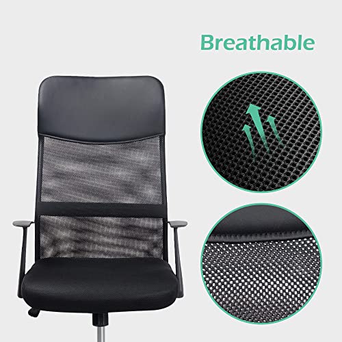 T-THREE.High Back Adjustable Office Chair Ergonomic Mesh Swivel Chair Office Chair Desk Chair Headrest and Lumbar Support Height Adjustable 360°Swivel Rocking Function Mesh Back Seat for Home Office