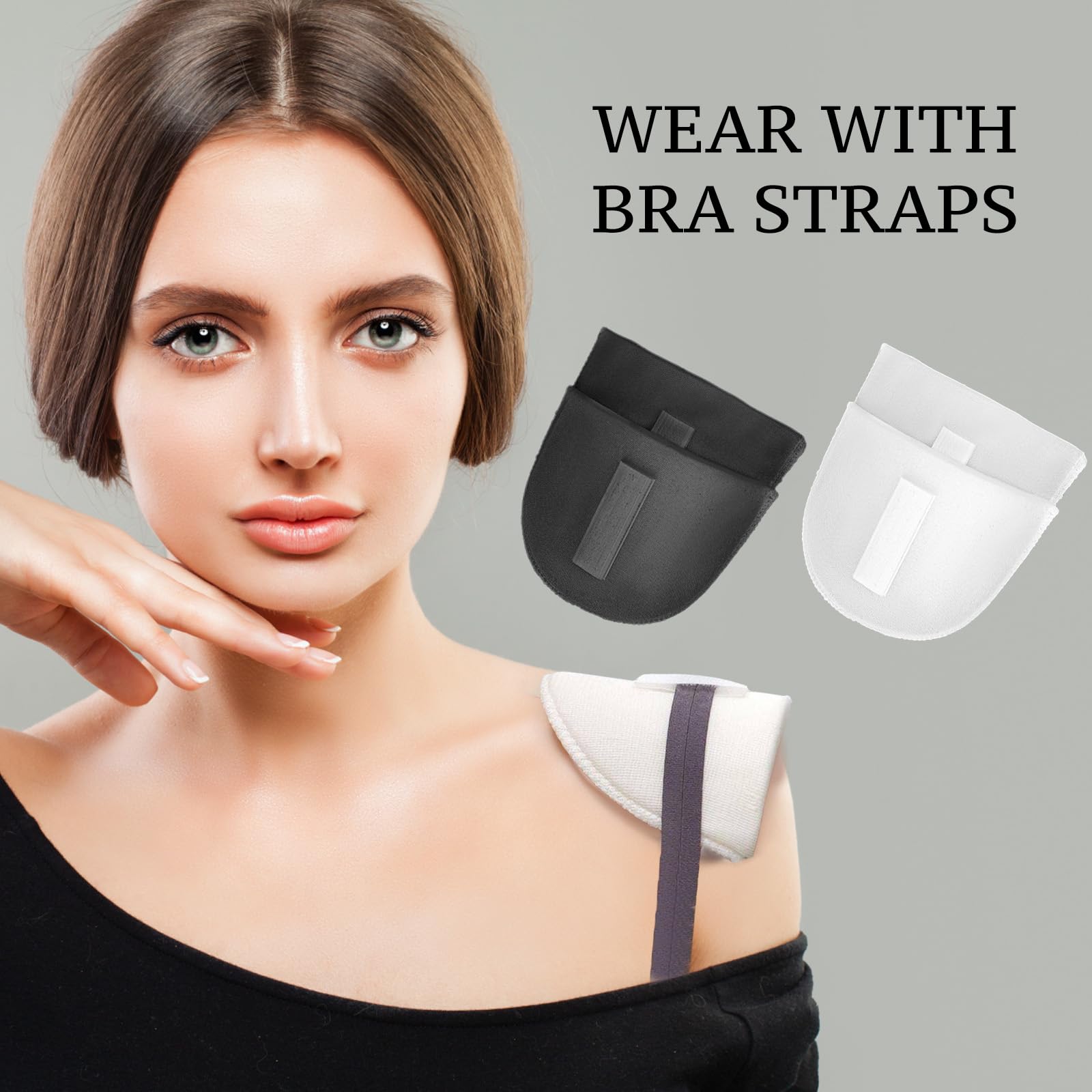 WLLHYF 2 Pairs Set-in Shoulder Pads Thickness 1.5cm Breathable Sponge Pads Shoulder Enhancer Sewing Supplies for Women Men Sloping High Low Shoulders Blazer Suit T-Shirt (Black+White)
