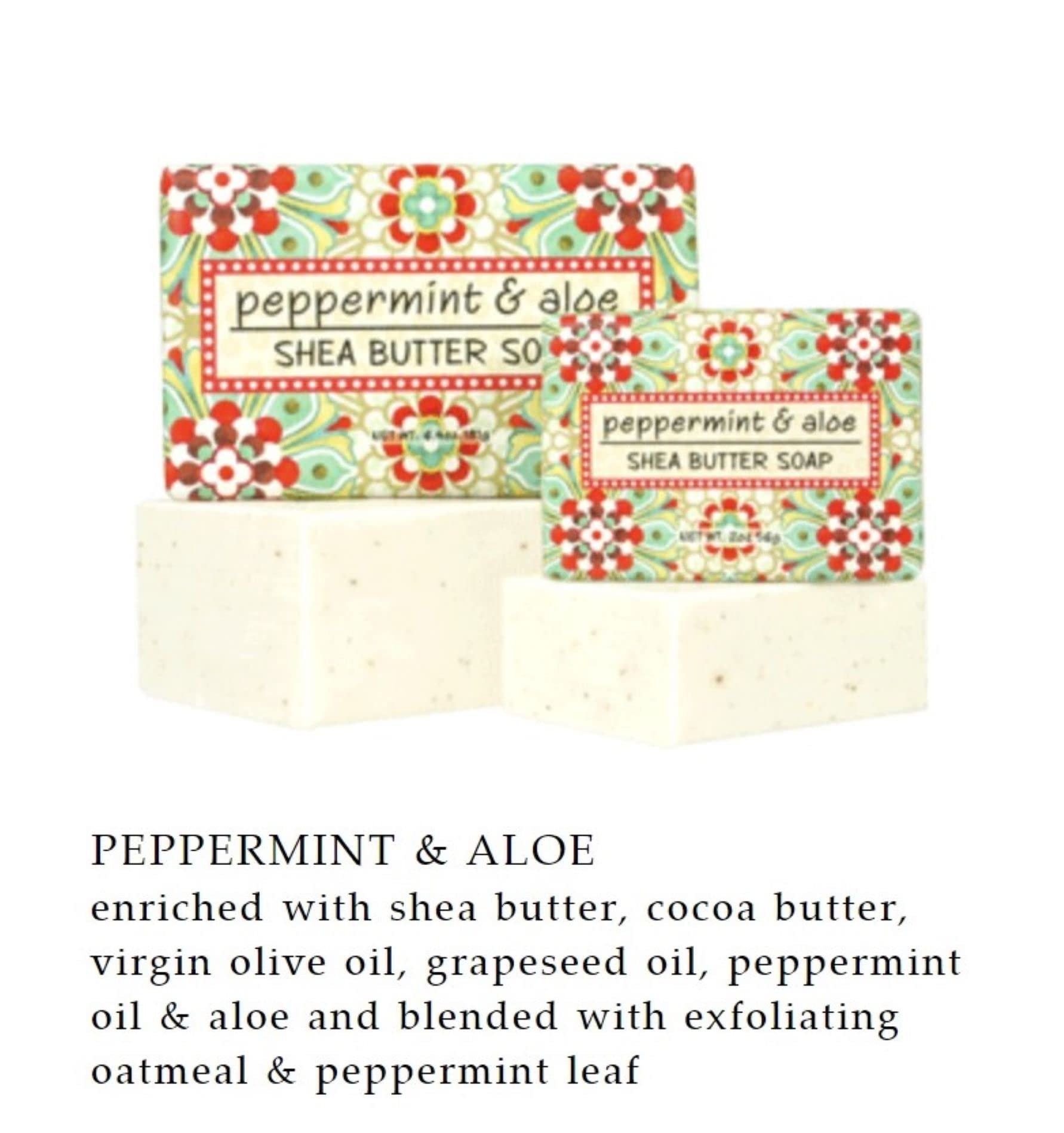 Greenwich Bay Trading Co., Peppermint and Aloe Shea Butter Soap, Set of 3 Bars, 6.4 Ounces Each