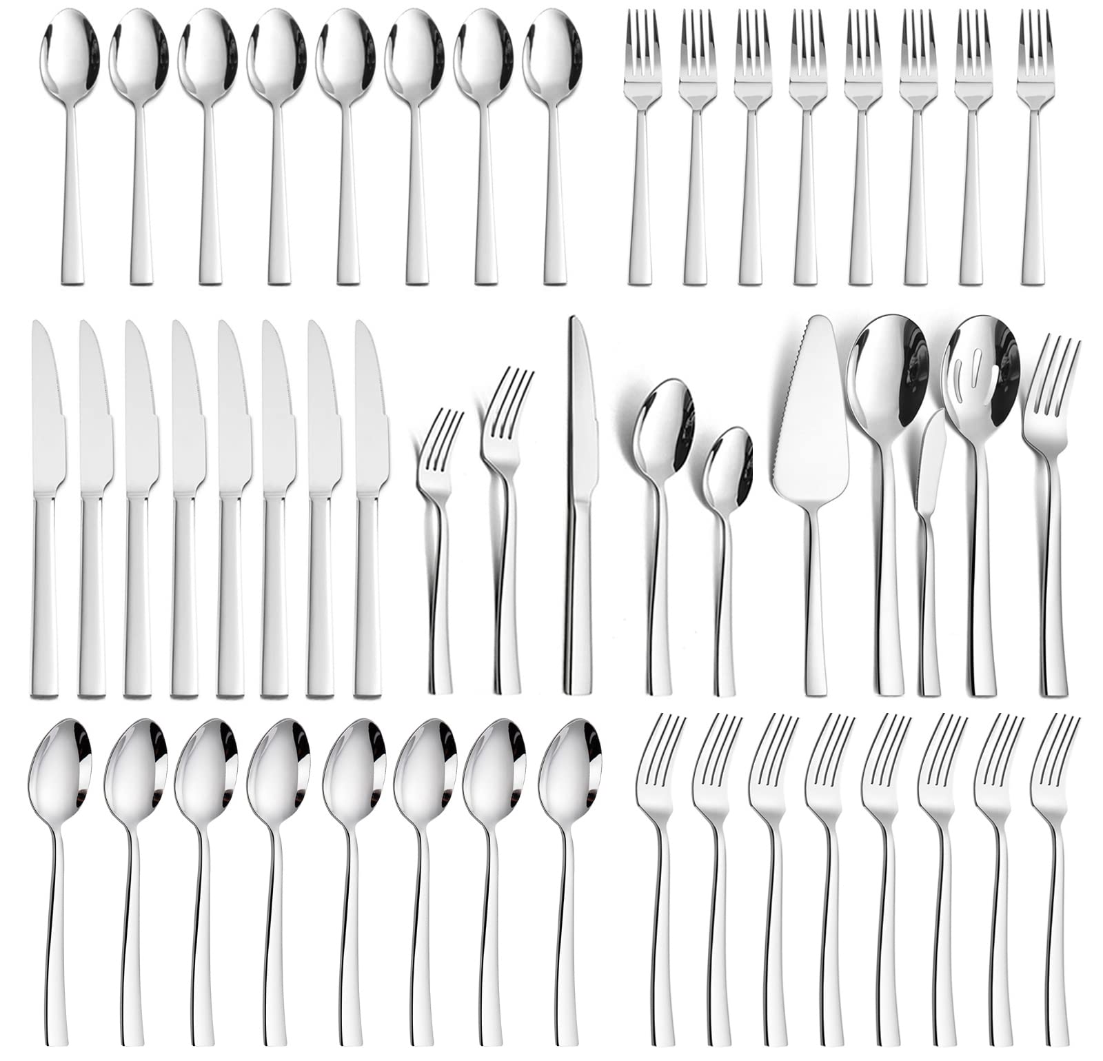 HaWare 65-Piece Heavy Duty Silverware Set with Serving Utensils, Stainless Steel Flatware Cutlery Set for 12, Fancy Tableware Eating Utensils with Thick Handle for Kitchen Restaurant, Dishwasher Safe