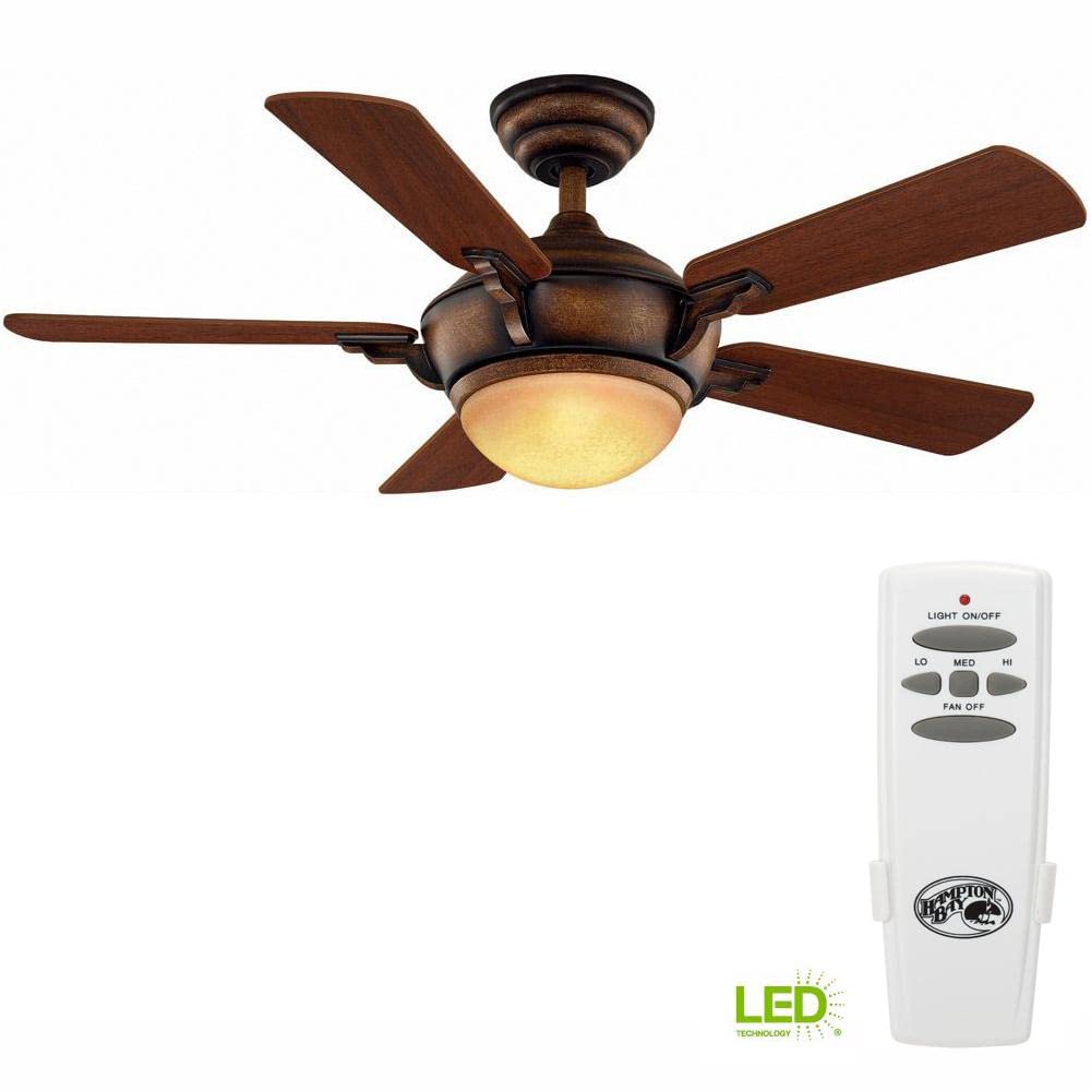Hampton Bay 68100 Midili 44 in. LED Indoor Gilded Espresso Ceiling Fan Light Kit Remote Control