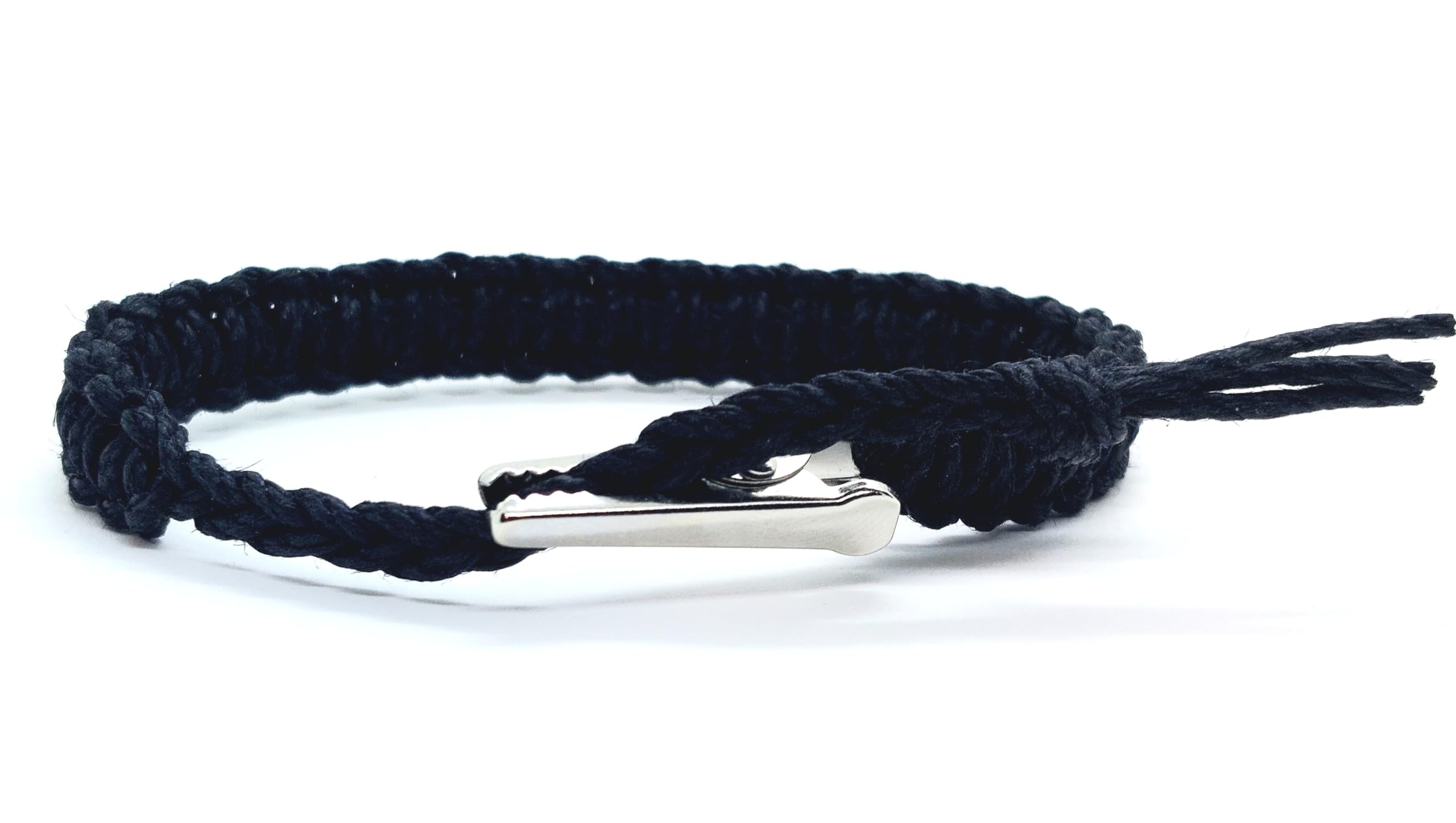 Hempnotic Jewelry Adjustable Alligator Clip Mens or Womens Black Hemp Bracelet - Handmade