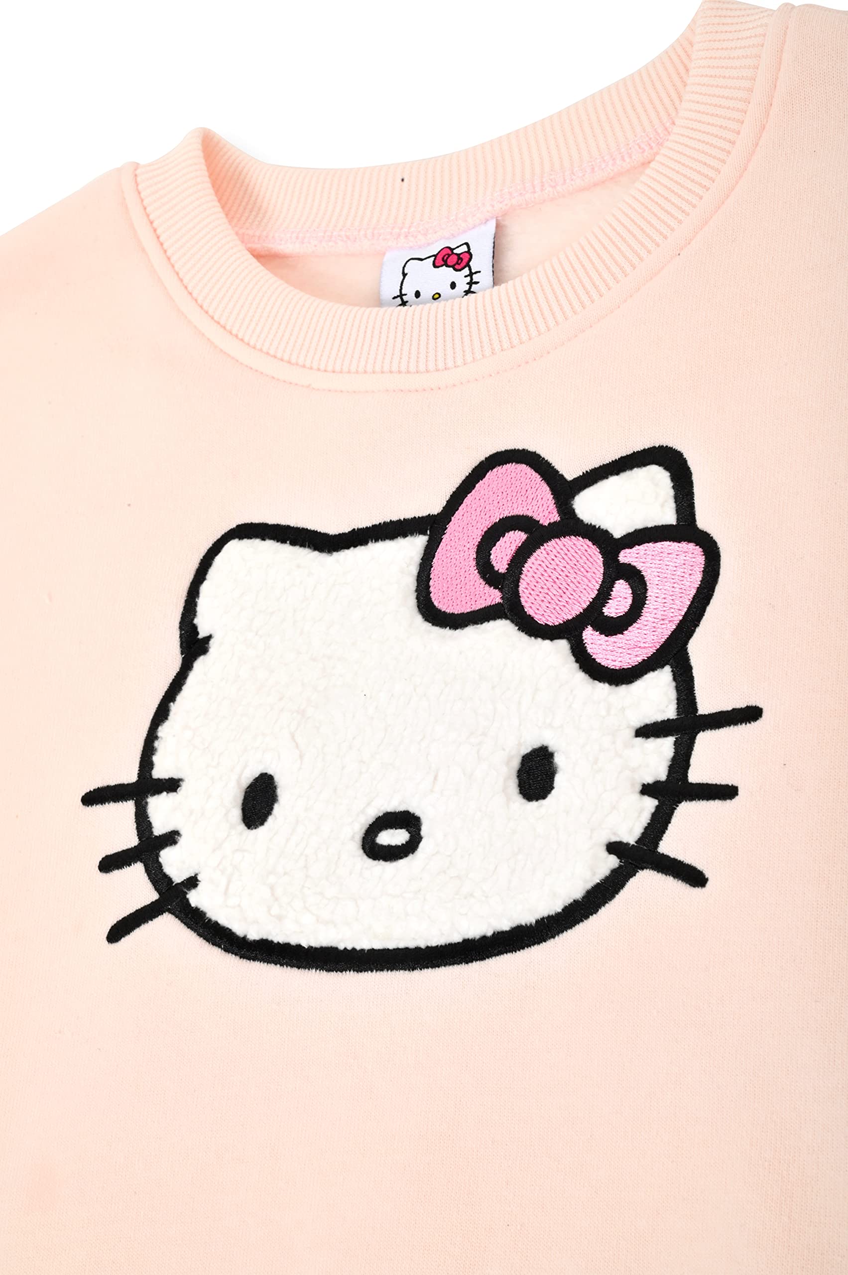 Hello Kitty Girls Jogger Set 2 Piece Fleece Crew Neck Sweatshirt and Jogger Sweatpants (Light Pink, 5/6)