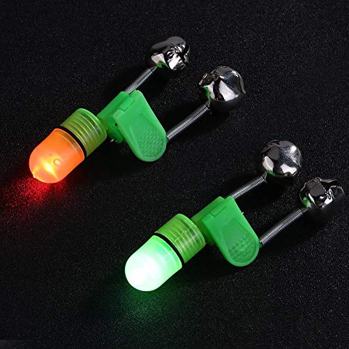 HaHawaii Twin Bells Ring, LED Light Night Fishing Lamp Luminous Stick Bell Ring Bite Alarm Accessories - Red