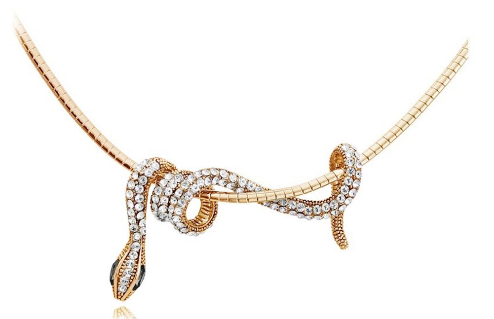 Hen night Personality necklace crystal small snake winding shape necklace