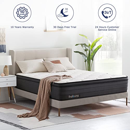 SUI LONG 11 Inch Mattress Full Size, Medium Firm Memory Foam and Individual Pocket Springs Hybrid Mattress for Motion Isolation & Cool Sleep, CertiPUR-US Certified, Full Size Mattress in a Box