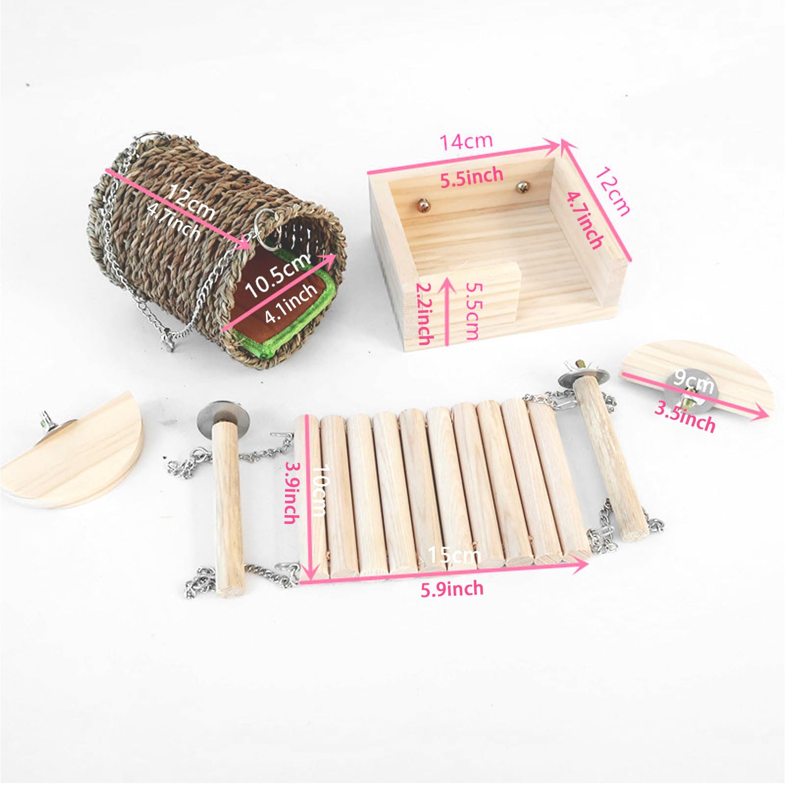 Guinea Pig Hammock, 5pcs Hamster Hanging Hideout Accessories Toy Small Animals Tunnel Bed for Chinchillas, Hamsters, Rats and Gerbils