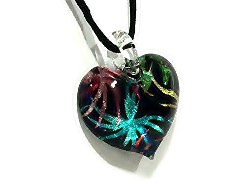 Handmade Heart Glass Pendant Glass Blown Necklace Jewelry - No.1