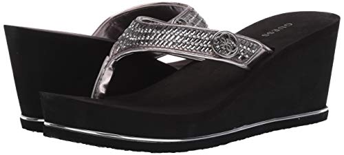 GUESS Womens Sarraly Flip-Flop, Pewter 179, 8 US