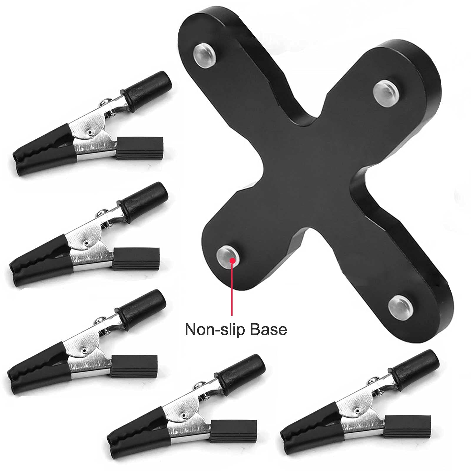 Helping Hands Soldering, Third Hand Soldering PCB Holder Tool, 4 Arms Helping Hands, 5X Magnifying with LED Lighted Magnifying, Non-slip Aluminum Base for Electronics Repair Assembly Modeling Woodwork