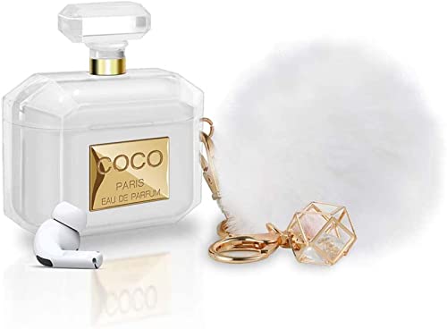Wireless Case for AirPods Pro Cute Case with Keychain, Fur Ball Soft Silicone Protective Anti-Slip Case Cover, Shockproof Anti-Dropping Cases Compatible with Airpods Pro