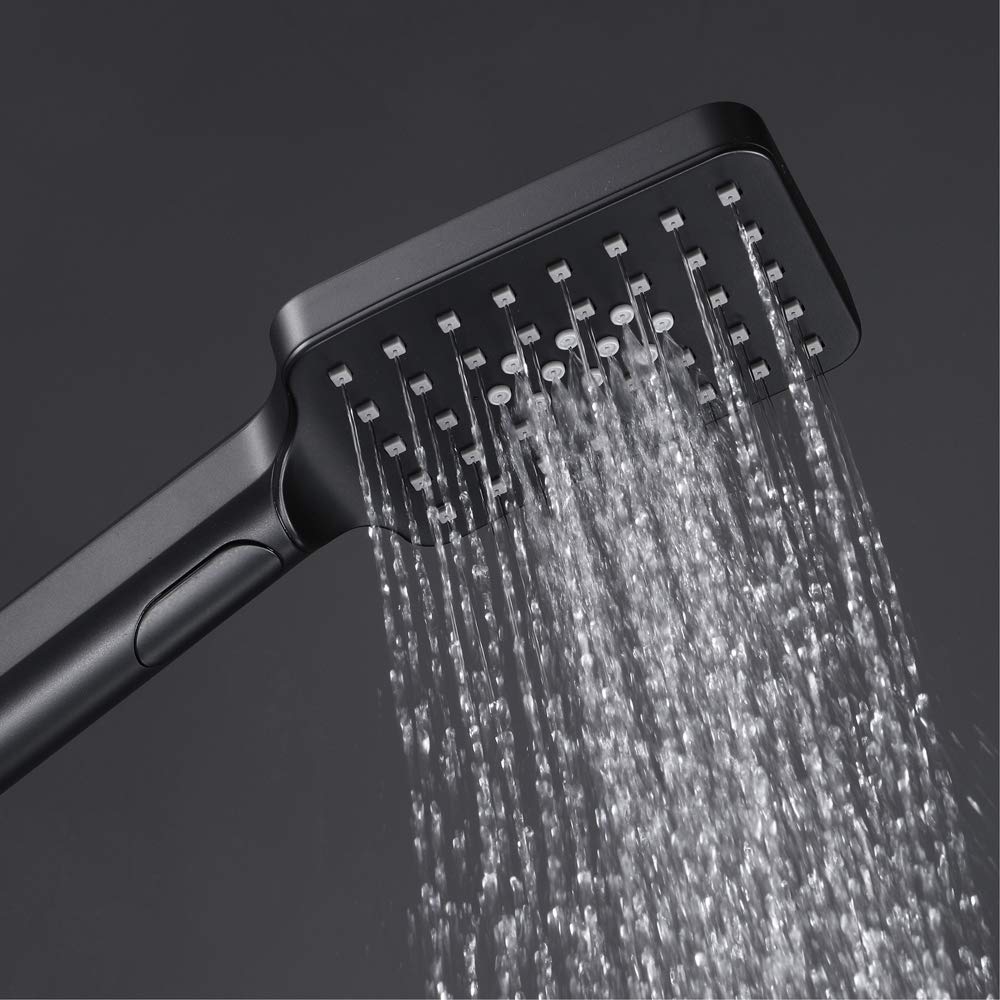 HAUSELIEBE Black Handheld Shower Kit, Universal Handheld Shower Head with Stainless Steel Slide Bars, ABS Shower Head for Bathroom