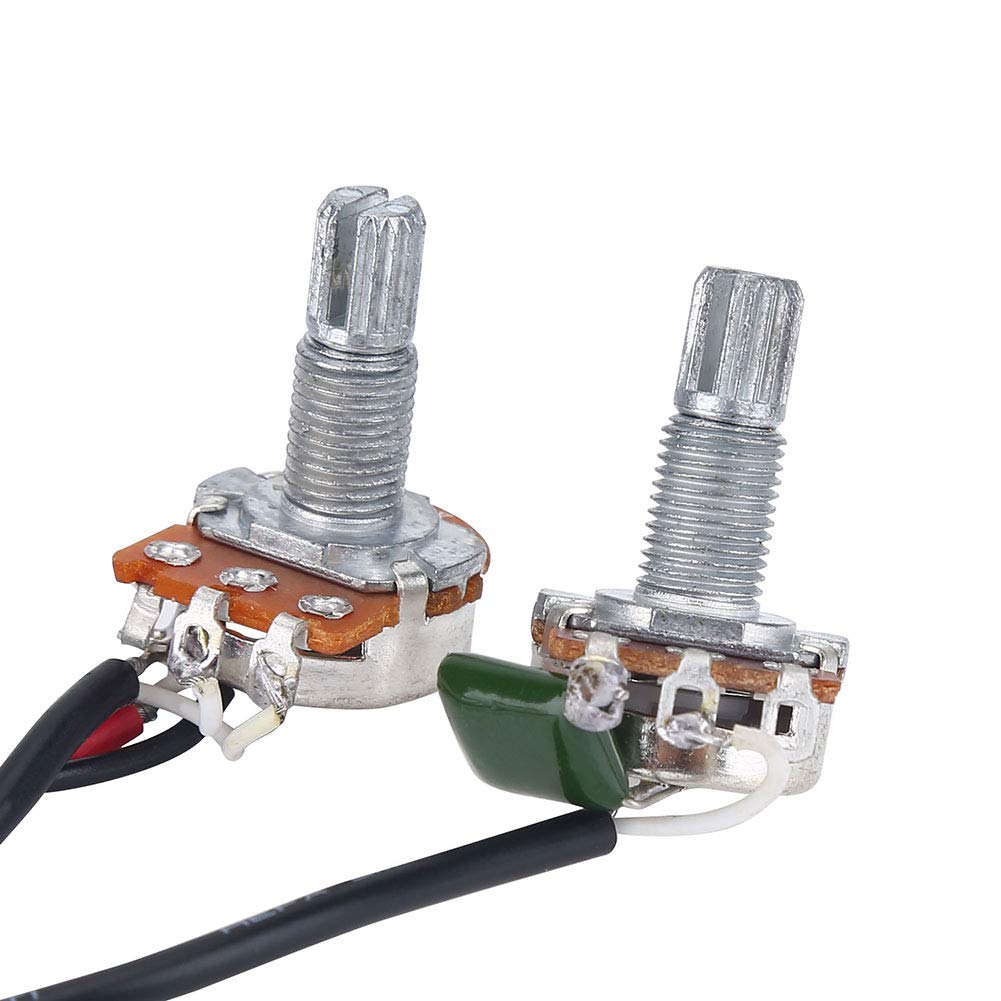 Guitar Wiring Harness, 3 Way Switch 2 Volume 2 Tone 1 Jack 500K Pots Compatible with Guitar Performance Accessory