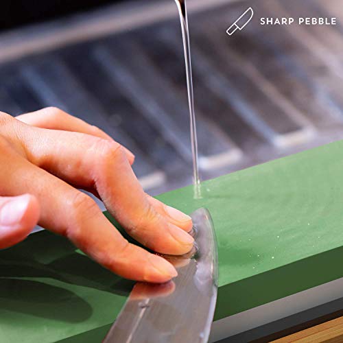 Sharp Pebble Premium Whetstone Knife Sharpening Stone 2 Side Grit 3000/8000 Wetstone Kit -Wet Stone Kitchen Knife Sharpener with Non-Slip Bamboo Base & Flattening Stone