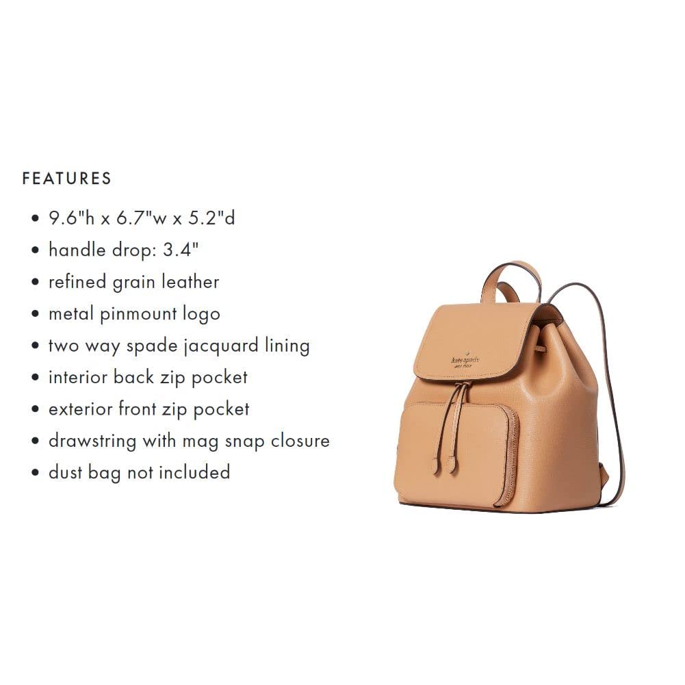 Kate Spade New York Darcy Flap Fashion Leather Backpack Medium, Light Brown