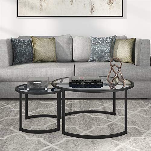 Henn&Hart 18.5" Nested Round Metal Black Coffee Table Black Bronze