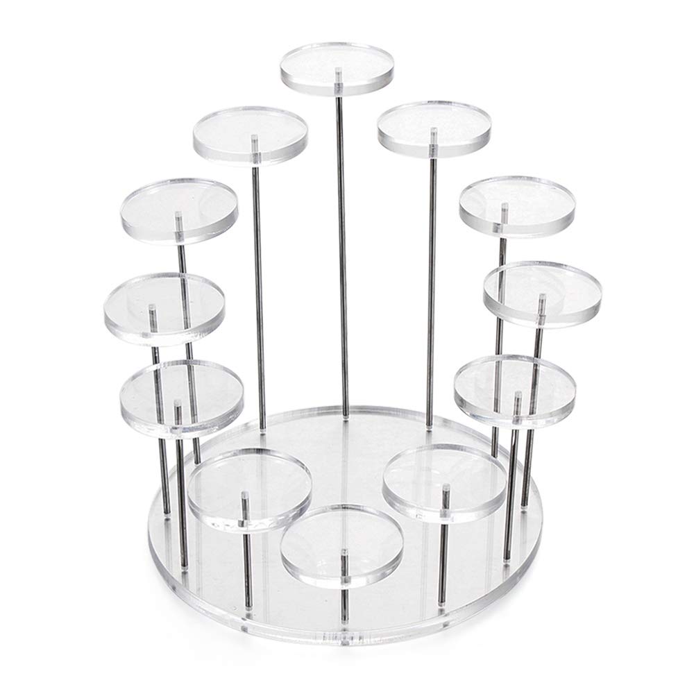 HomeSoGood Acrylic Riser Display Shelf,12-Tier Round Jewelry Organizer Display Stand,Cosmetics,Small Collectibles,Mini Dessert Storage Rack Holder