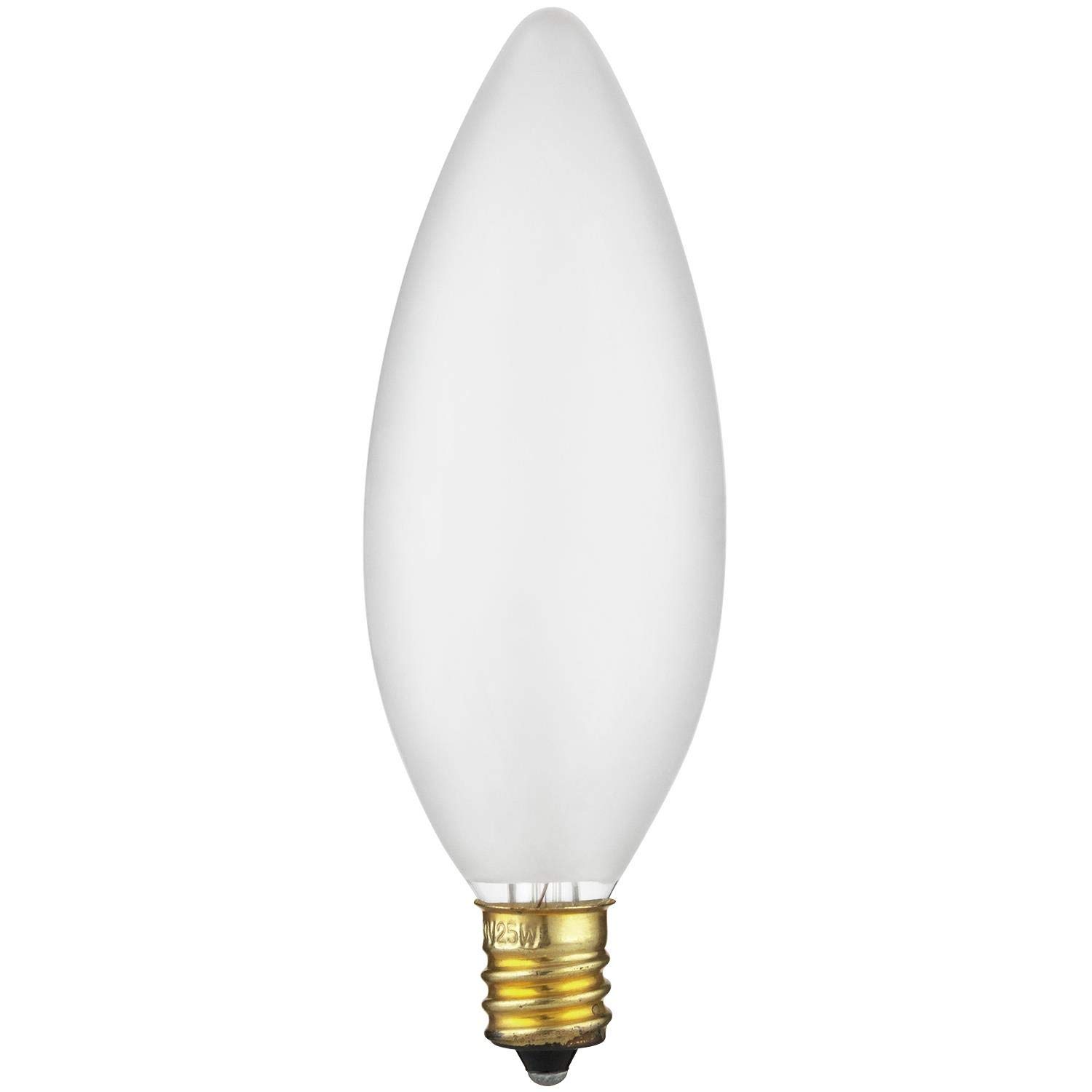 HC Lighting - E12 Candelabra Base 15 Watt Frosted Torpedo Tip 130 Volt Decorative Chandelier Light Bulb (10 Pack) (15)
