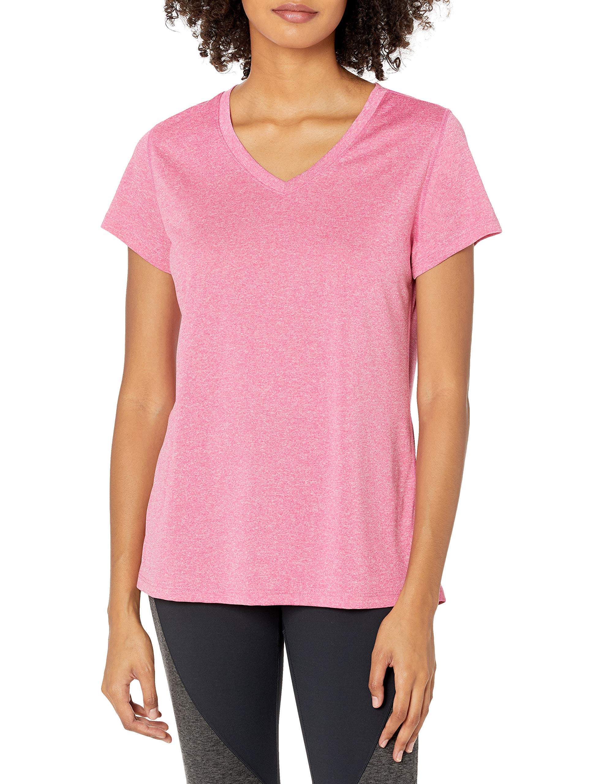 Hanes womens Sport Heathered Performance V-neck Tee Shirt, Amaranth Heather, Large US