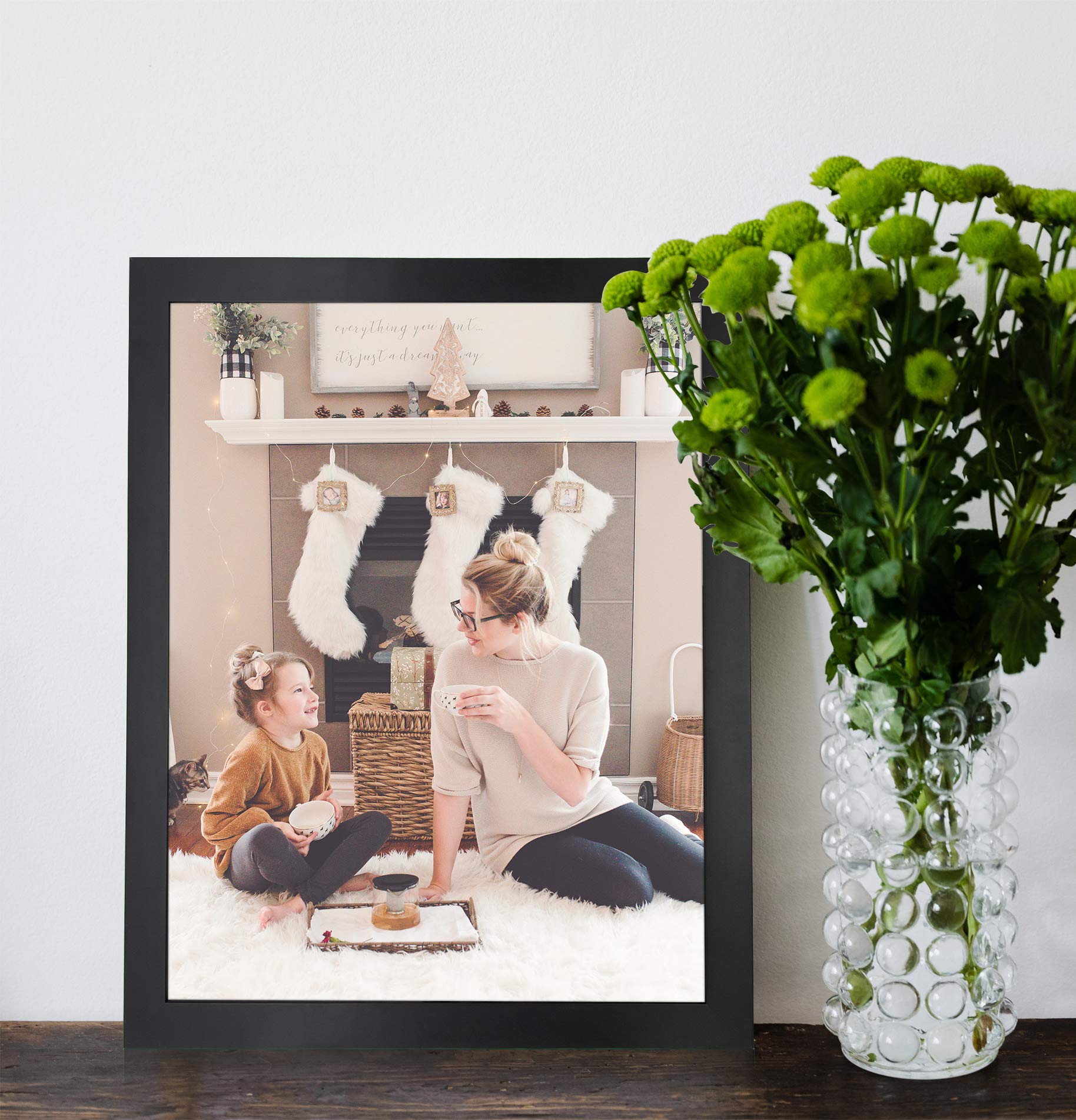 Golden State Art, 16x20 Black Picture Frame Made of Solid Wood & Tempered Glass (1 Pack)
