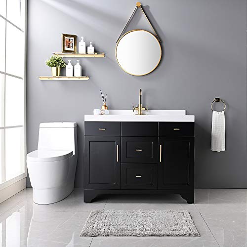 Phiestina Brushed Gold 2-Handle 4 Inch Centerset Bathroom Faucet with Drain,Deck Plate and Supply Hoses, Fit for 1 or 3 Hole, SGF002-10-BG