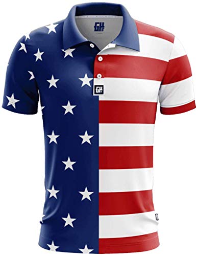 Greater Half USA Flag Golf Polo (S-XXXXL)