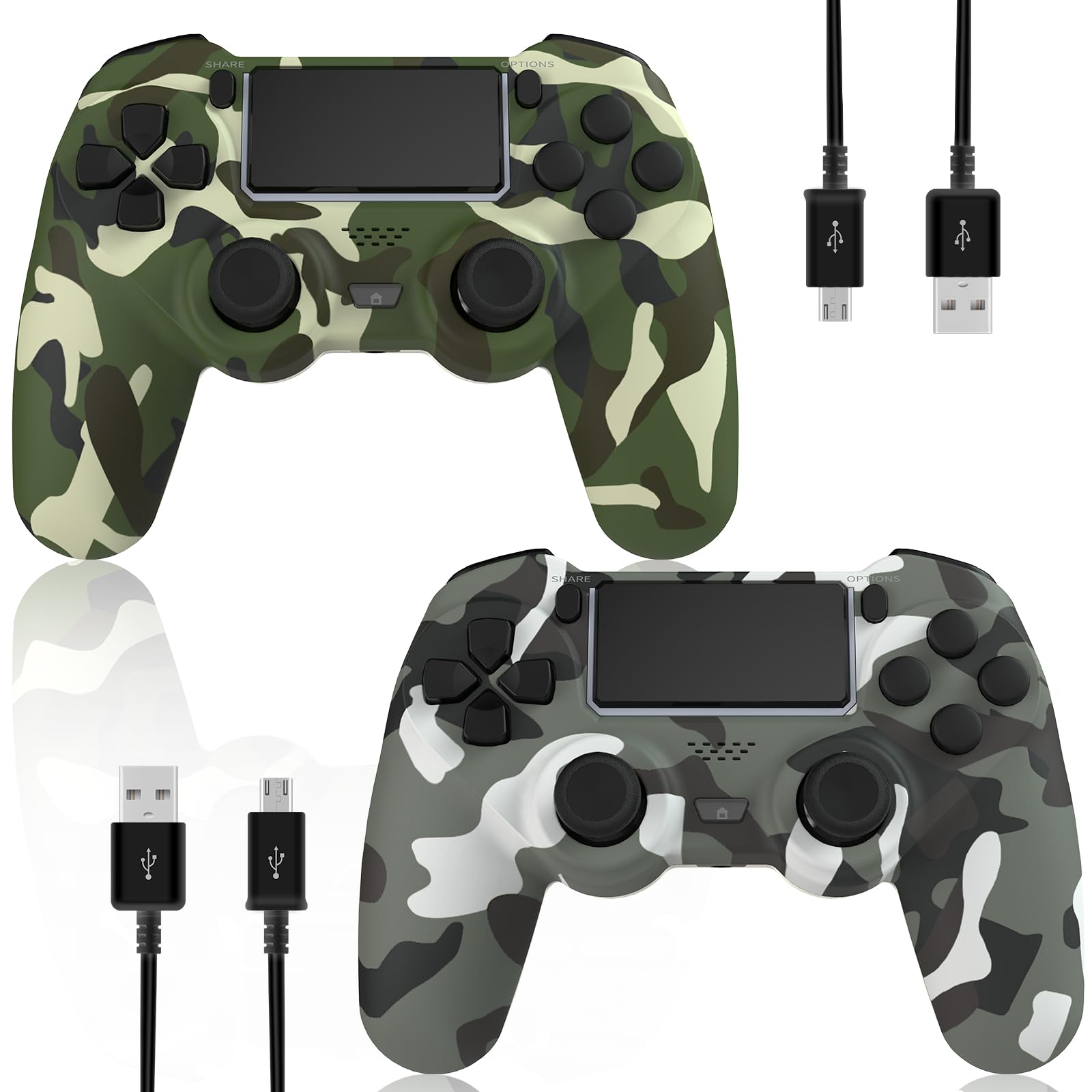 KDYGPDCT 2 Pack Wireless Controller for PS4/Pro/PC,Wireless Remote Gamepad with 1000mAh Battery | Double Shock | Audio | 6-Axis Motion Sensor | Share Button (5)