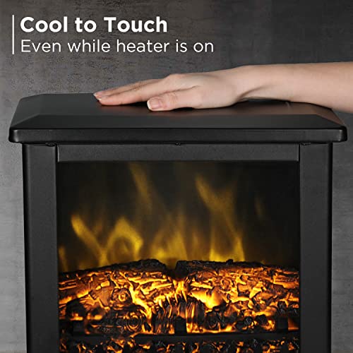 TURBRO Suburbs TS17 Compact Electric Fireplace Stove, 18β Freestanding Stove Heater with Realistic Flame - CSA Certified - Overheating Safety Protection - for Small Spaces - 1400W