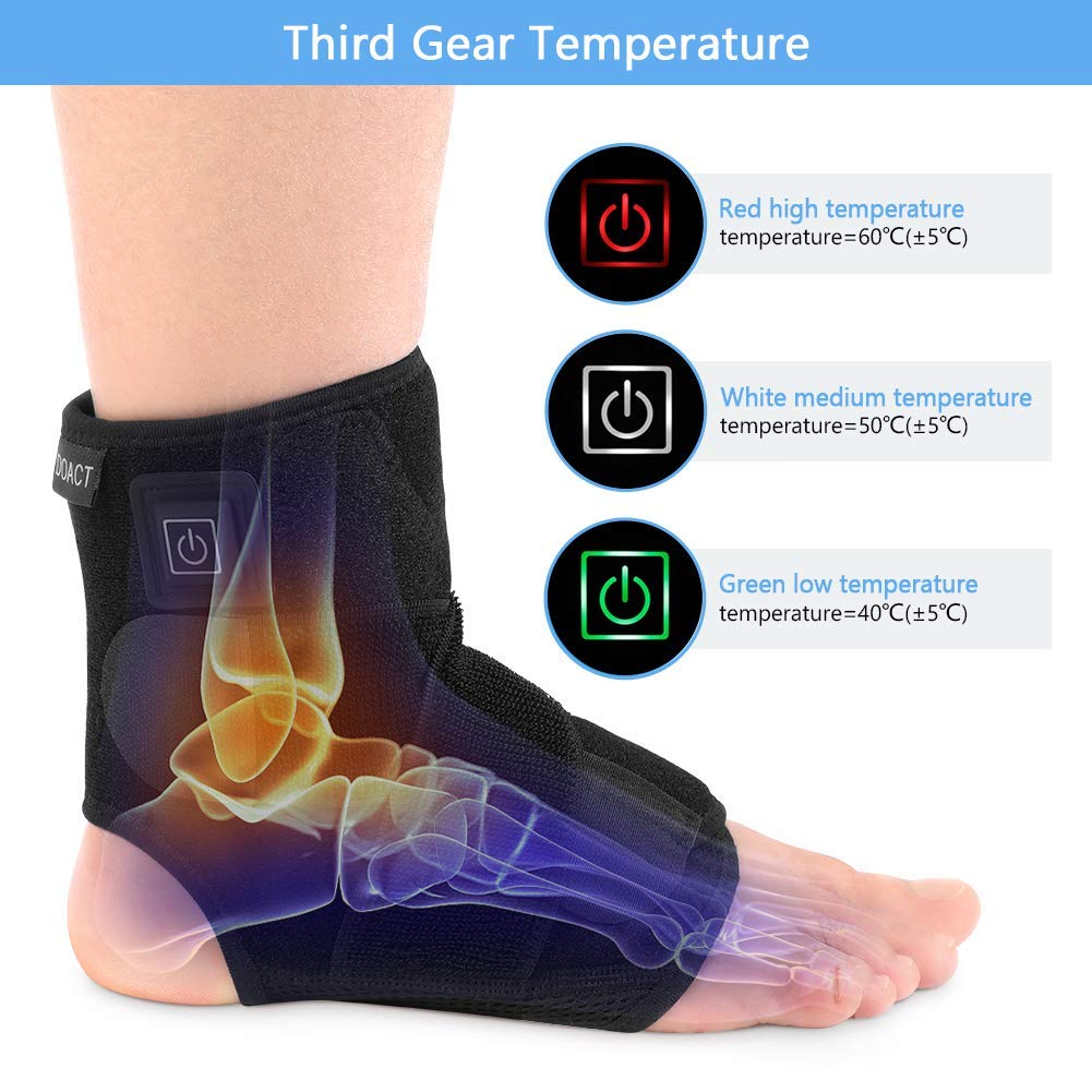 Heated Ankle Brace, Heat Ankle Support Compression Wrap for Injury Joint Recovery Ankle Sprain Swelling Arthritis Tendinitis Strain Fatigue Fit Left/Right Foot for Men and