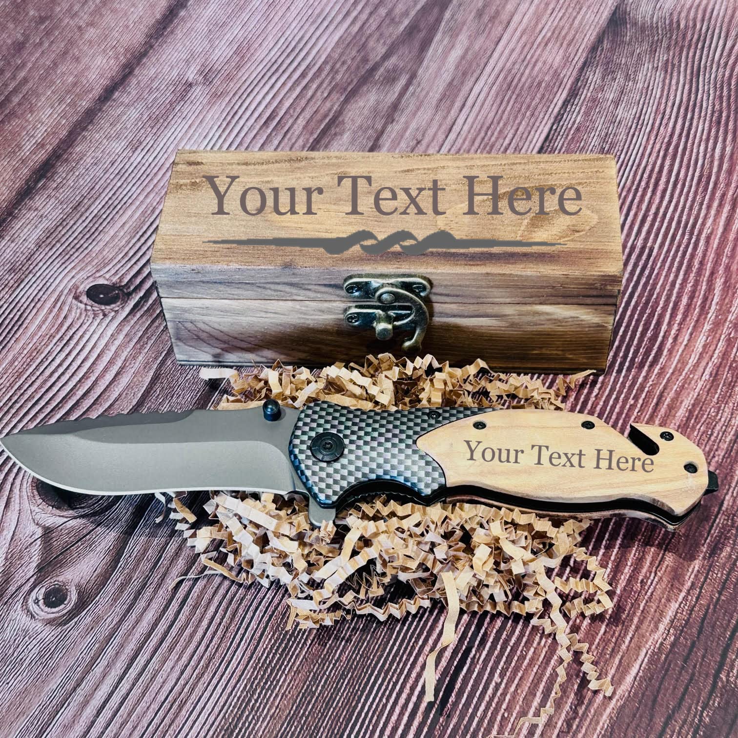 Groovy Guy Gifts Engraved Men's Folding Knife, Pocket Knife For Daily Use, Present For Dad, Husband, Christmas Gifts, Brown