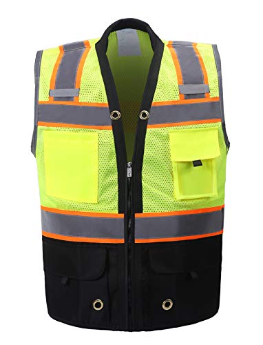Shine Bright Safety Vest - High Visibility with Reflective Straps and Pockets – Premium, Soft, Durable, and Breathable – ANSI CLASS 2 (Size Large, Black)