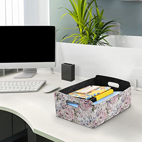 xigua Large Foldable Storage Bins, Felt Storage Basket with Handles, Storage Containers Organizer for Clothes, Toys, Shelves, Closet, Office, Bedroom, Bouquets Of Roses