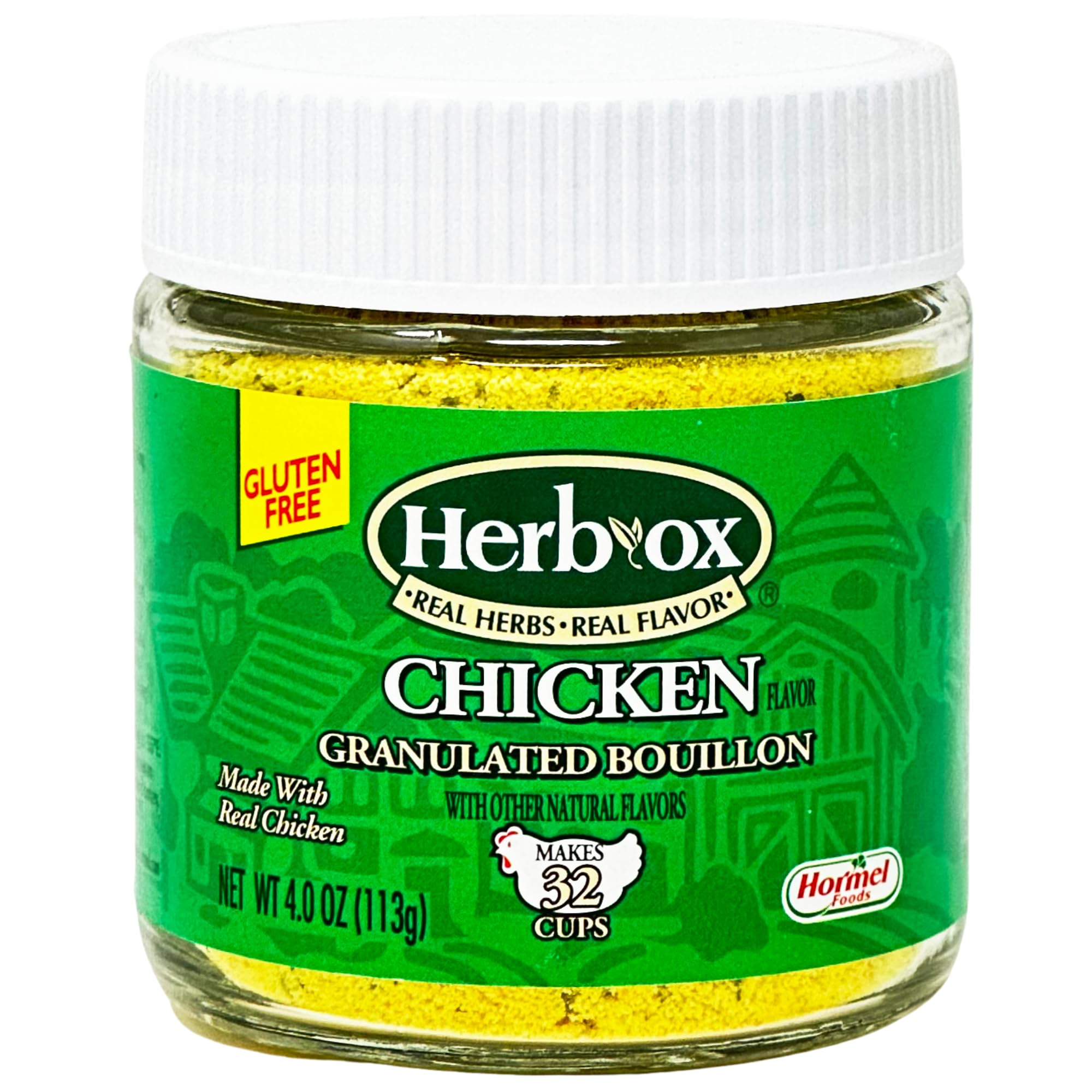 Herb Ox Chicken Bouillon Powder Bundle with - (2) 4oz Jars of Herbox Gluten Free Chicken Bouillon Granules and (1) One Wyked Yummy All in One Measuring Spoon