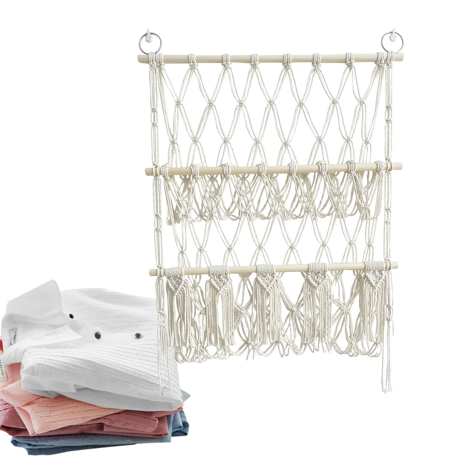 Sinolmaibe Stuffed Animal Hammock, Double Layer Woven Toy Net With Tassels, Net Bag Storage Rack Bookshelf Hammocks Home Decor Book Shelves, Stuffed Animal Toy Storage Holder