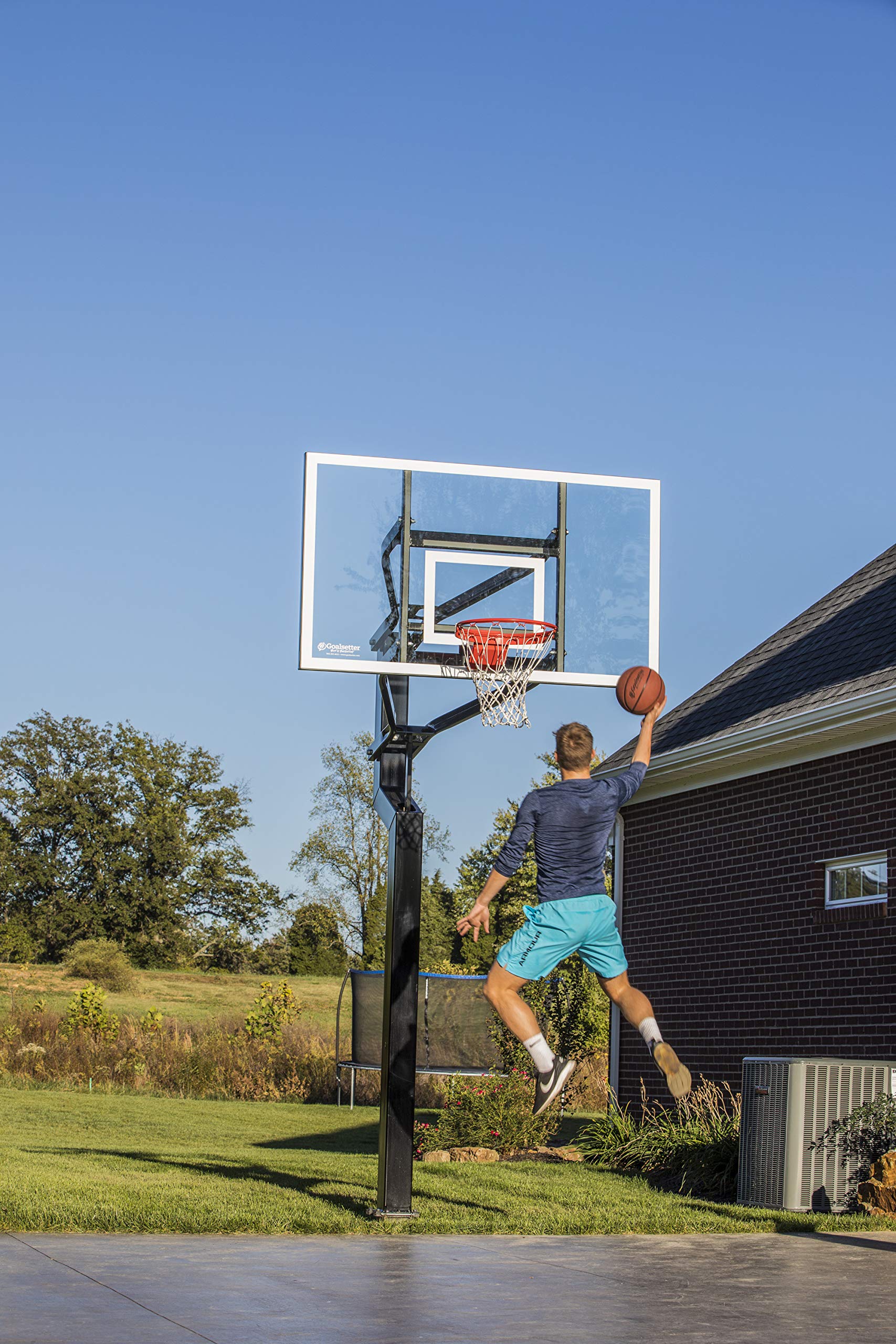 Goalsetter MVP 72" Acrylic In-Ground Height Adjustable Basketball Hoop System with Double Static Rim, Black (SS46072A2)