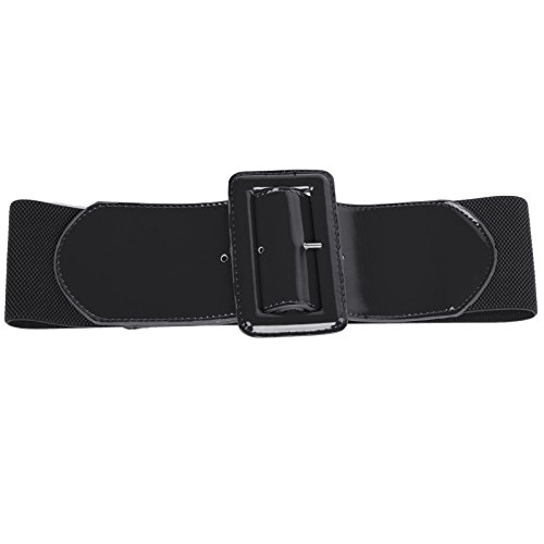 GRACE KARIN Women's Stretchy Belt 1950s 3 Inch Wide Elastic Belts Black M