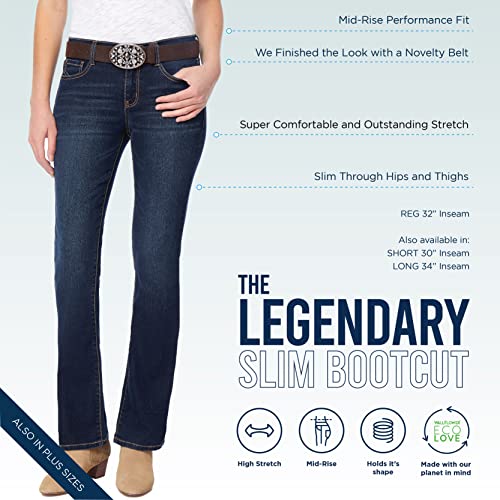 WallFlower Women's Legendary Slim Bootcut Mid-Rise Belted Insta Stretch Juniors Jeans (Standard and Plus), Tiffany, 0
