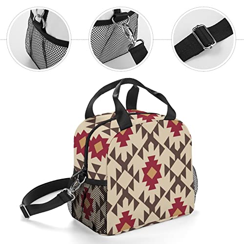 Tribal Southwestern Printed Lunch Box Tote Bag with Handles and Shoulder Strap for Men Women Work Picnic