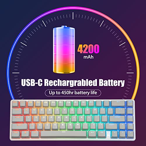 tieti 2.4GHz Wireless/Bluetooth/Mechanical Gaming Keyboard, Hot Swappable Keyboard with RGB Backlit, Full Keys Programmable, 4200mAh Battery, Cherry MX Red Switches