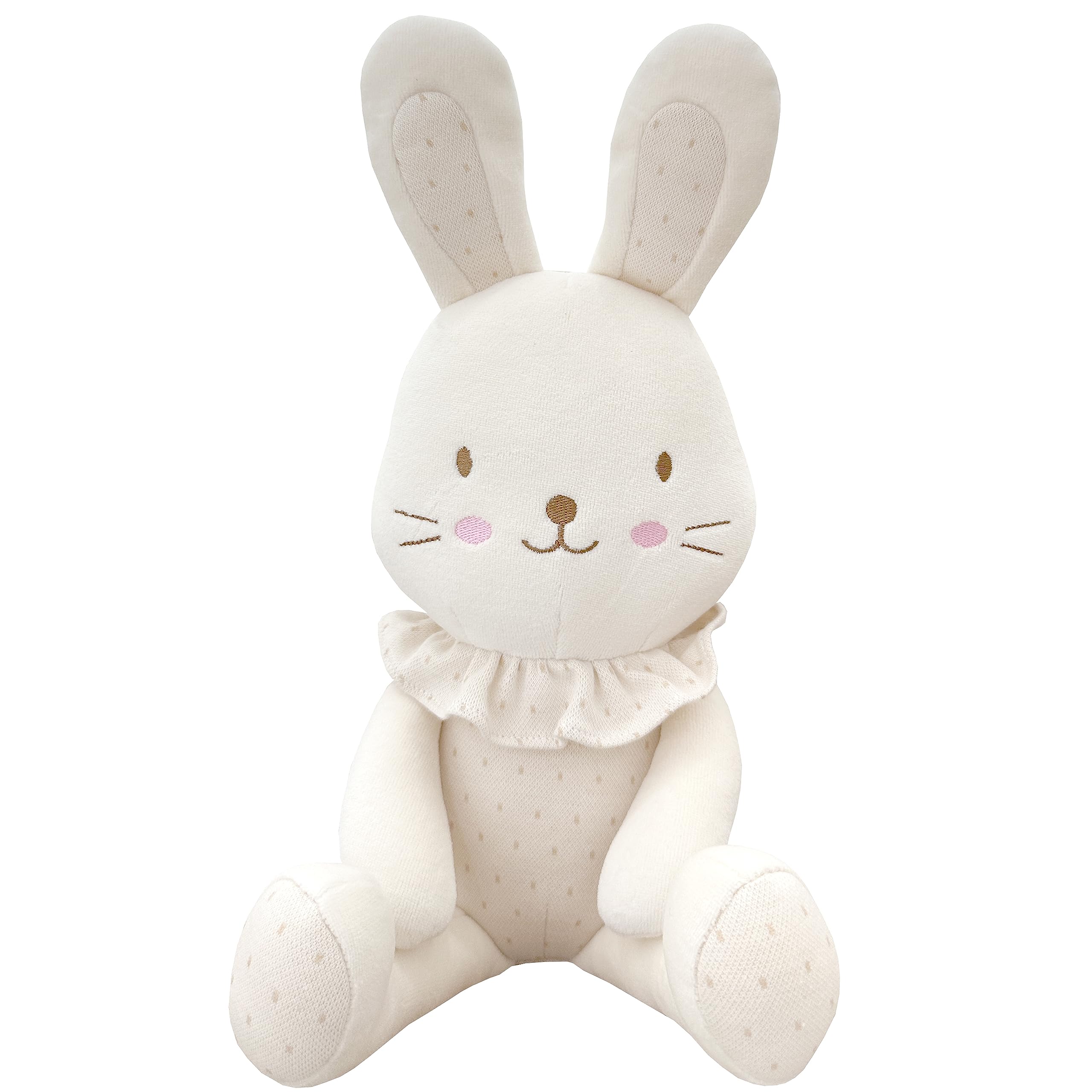 Super Soft Organic Cotton Baby First Friend, Attachment Doll for Baby, Pillow Buddy, Plush Animal Toys, Stuffed Animal Bunny, Chubby Cheeks Frill Bunny