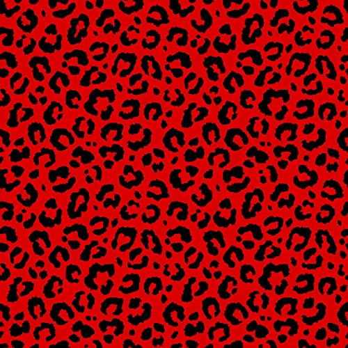 Texco Inc Animal Skin/Leopard Pattern Poly Spandex Bubble Crepe Chiffon Minimal Stretch/Prints Woven Apparel DIY Fabric, Red Black 1 Yard