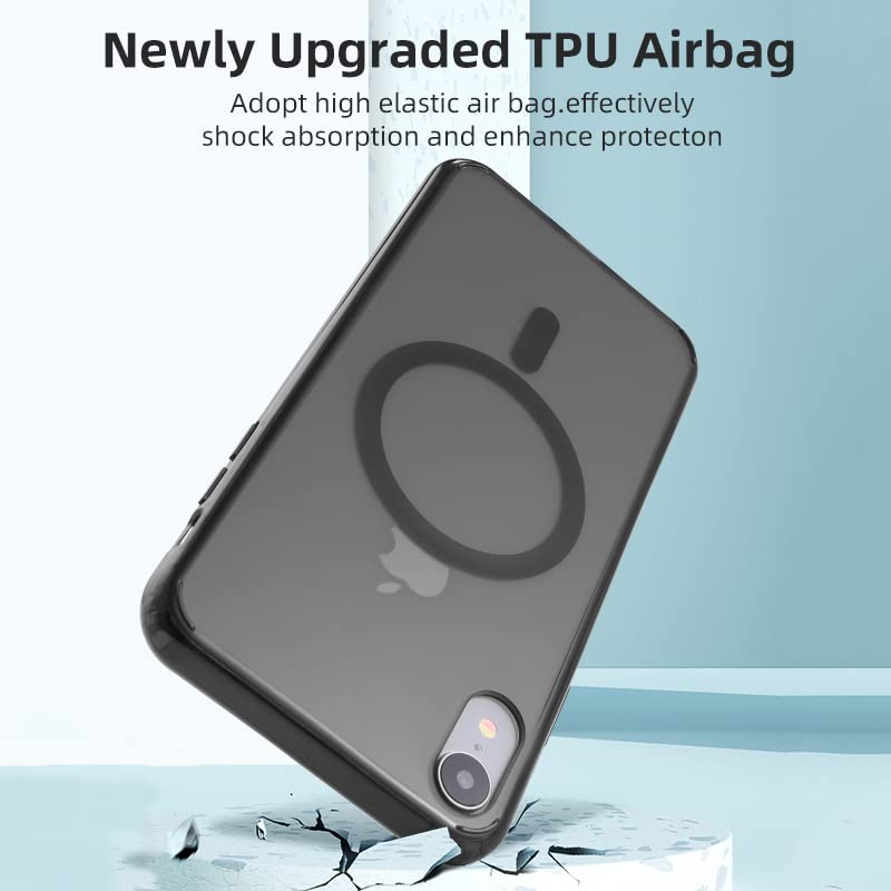 Tigowos Translucent Magnetic Phone Case for iPhone XR with MagSafe Wireless Charging Anti-Yellow Anti-Fingerprint Shockproof Protective Case for iPhone XR(6.1"), Black