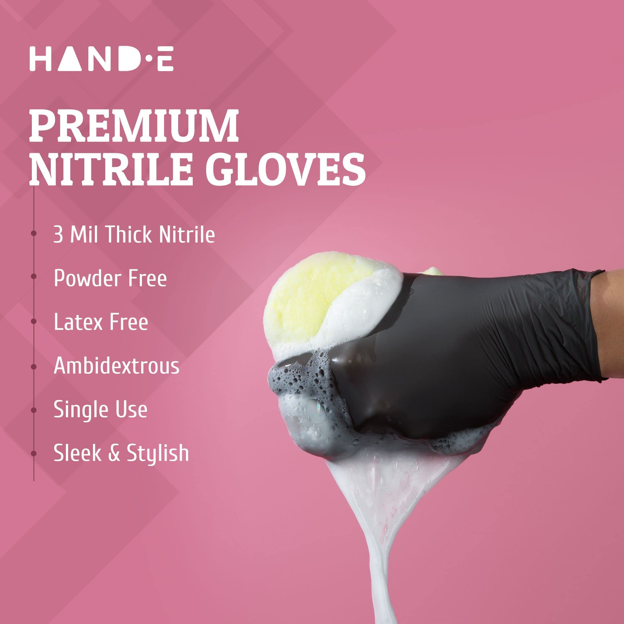 Hand-E Touch Black Nitrile Disposable Gloves X-Large, 100 Count - BBQ, Tattoo, Hair Dye, Cooking, Mechanic Gloves - Powder and Latex Free Gloves