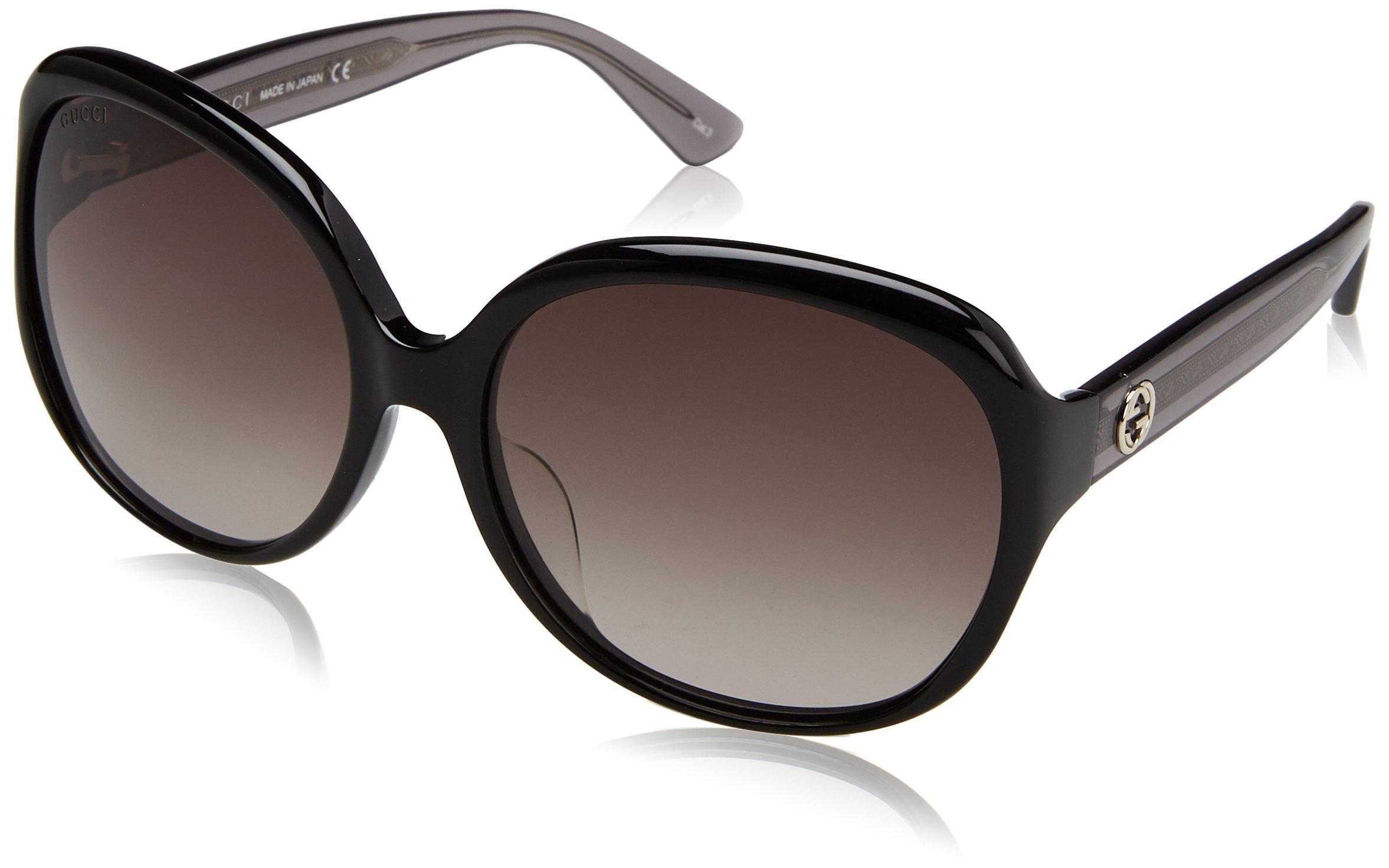 Gucci GG0080SK 002 Shiny Black GG0080SK Butterfly Sunglasses Lens Category 3 Si