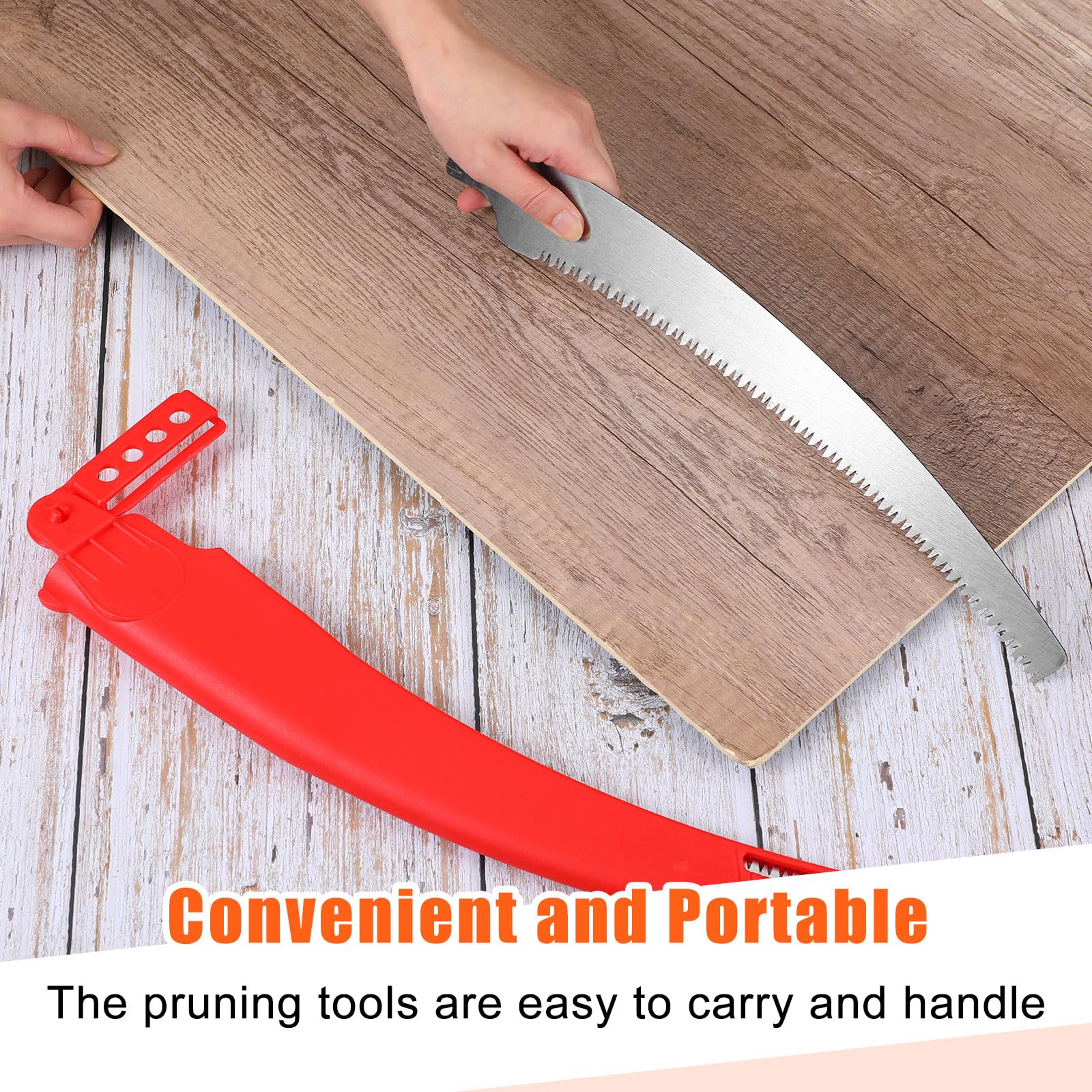 Umigy 2 Pcs Replacement Saw Blades with Blade Protective Sleeve Universal Type Saw Blade for Tree Pruner (Silver, Orange, 16.5 Inch)